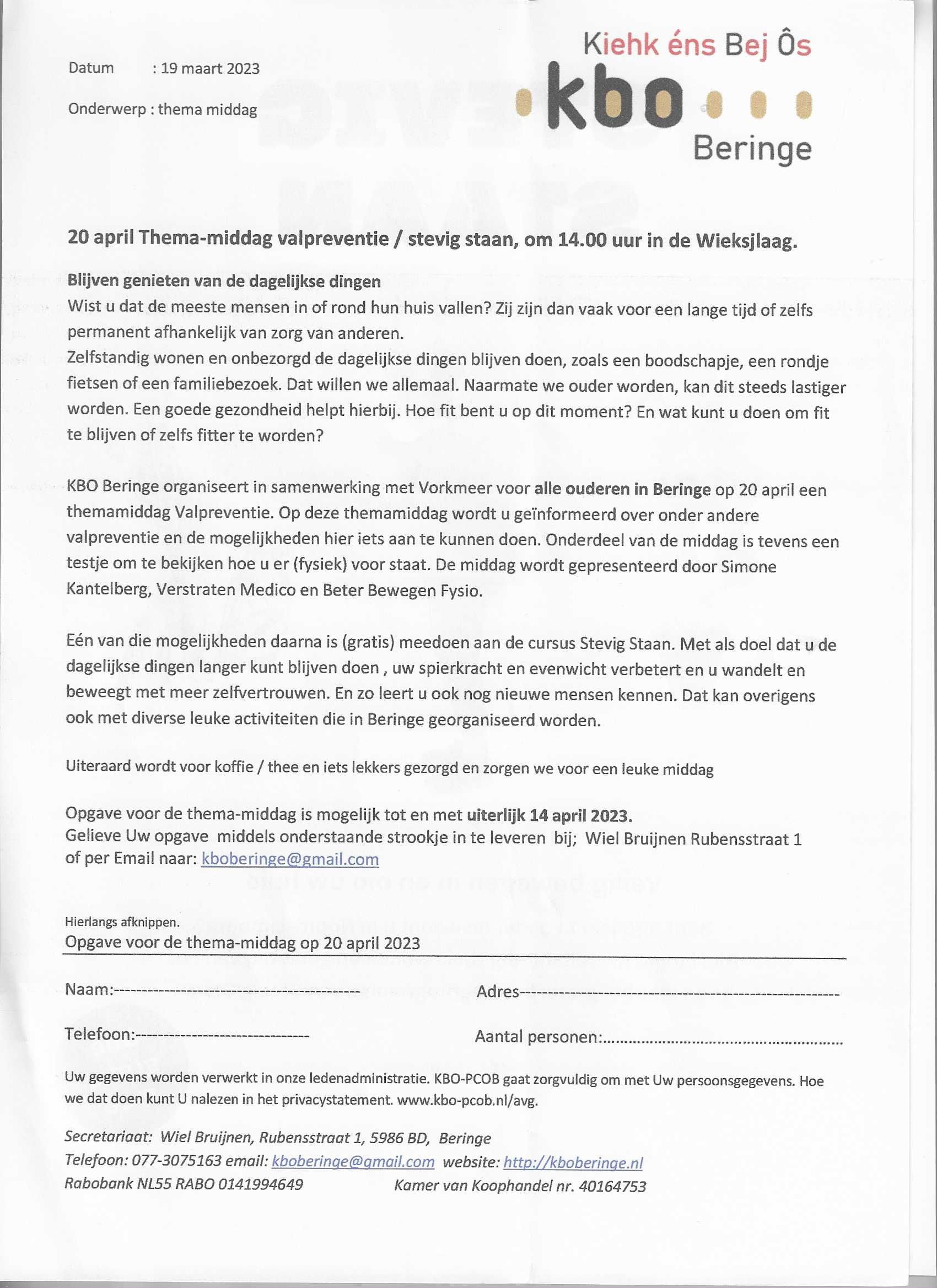 Thema-middag valpreventie | KBO "Kiehk éns Bej Ôs" Beringe