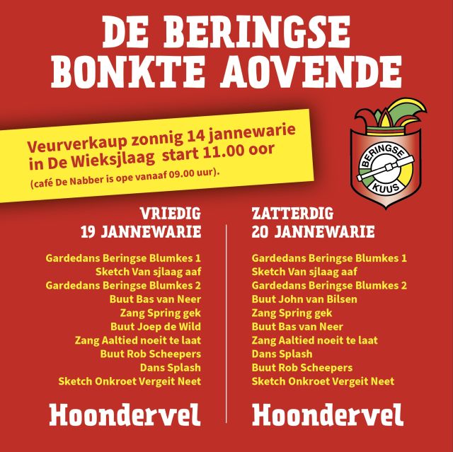 De Beringse bonkte aovende | KBO "Kiehk éns Bej Ôs" Beringe