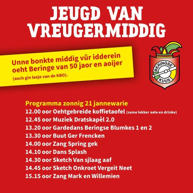 Jeugd van vreugermiddig | KBO "Kiehk éns Bej Ôs" Beringe