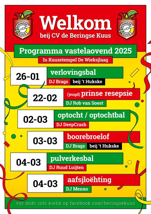 Programma de Beringse Kuus 2025 | KBO "Kiehk éns Bej Ôs" Beringe